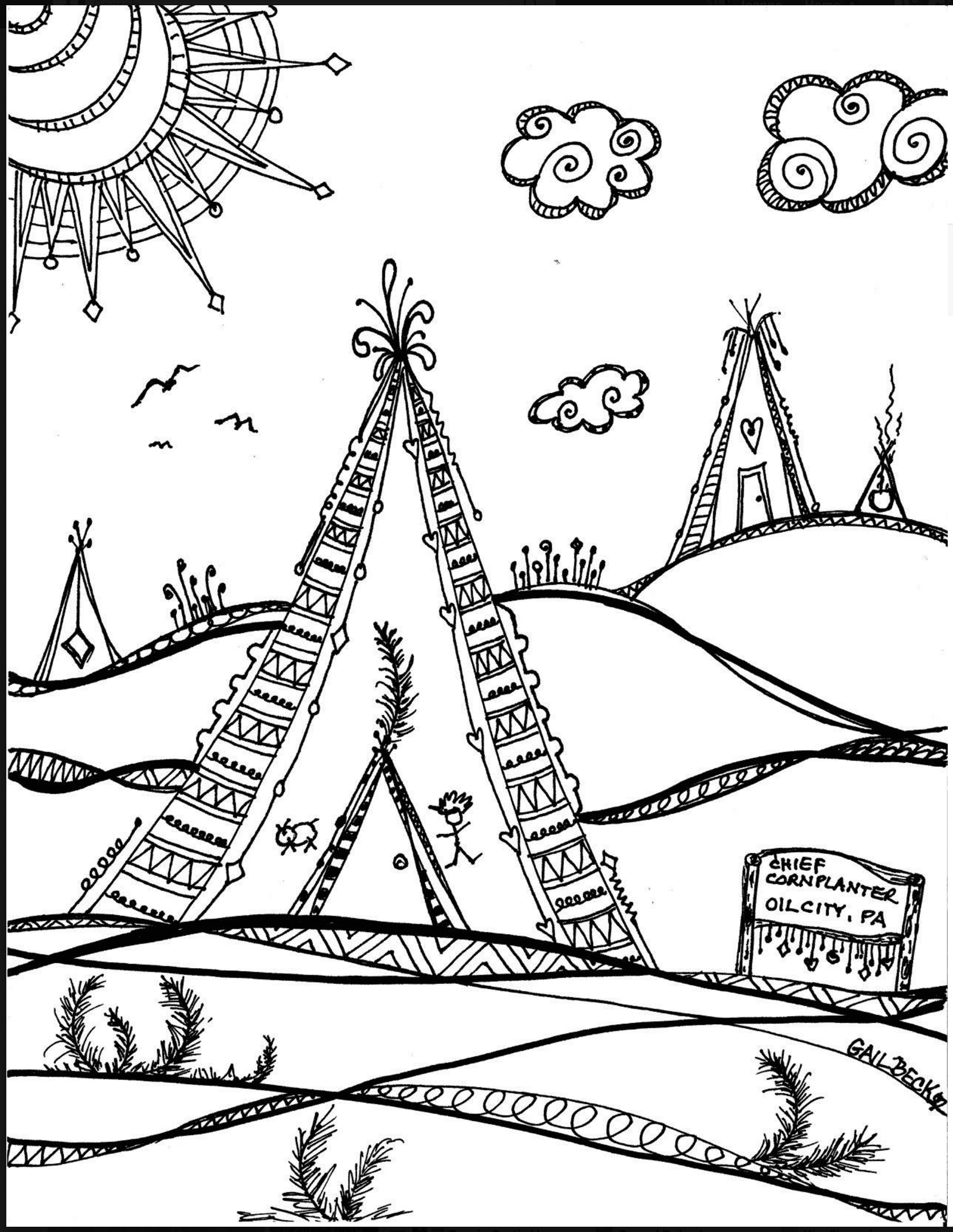 teepee designs coloring pages